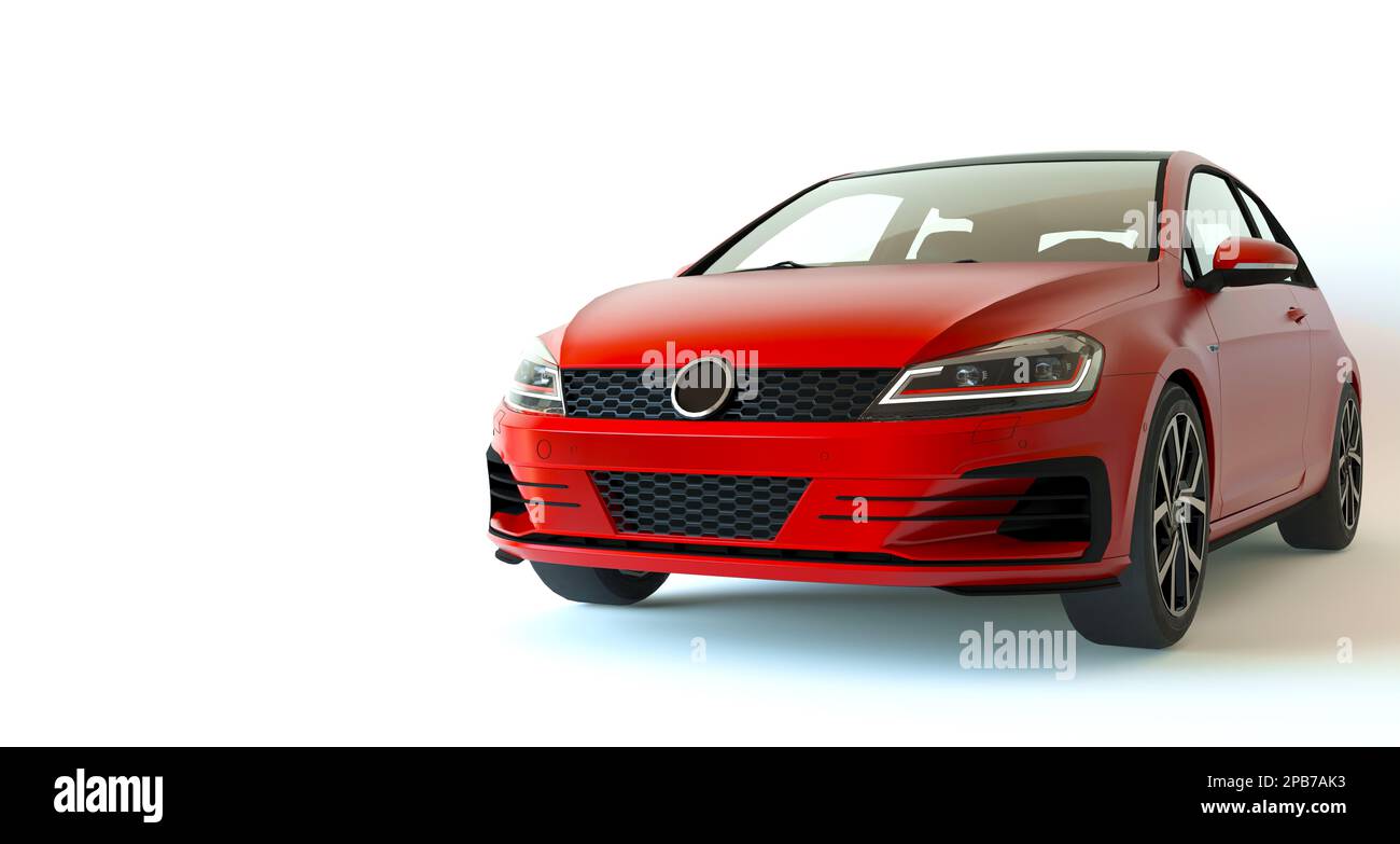 Generic brandless sport red family car. 3d illustration horizontal ...