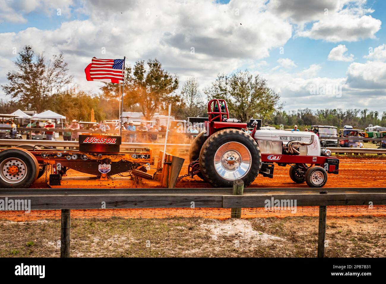 Fort Meade, FL - February 26, 2022: Wide angle side view of a Cockshutt ...