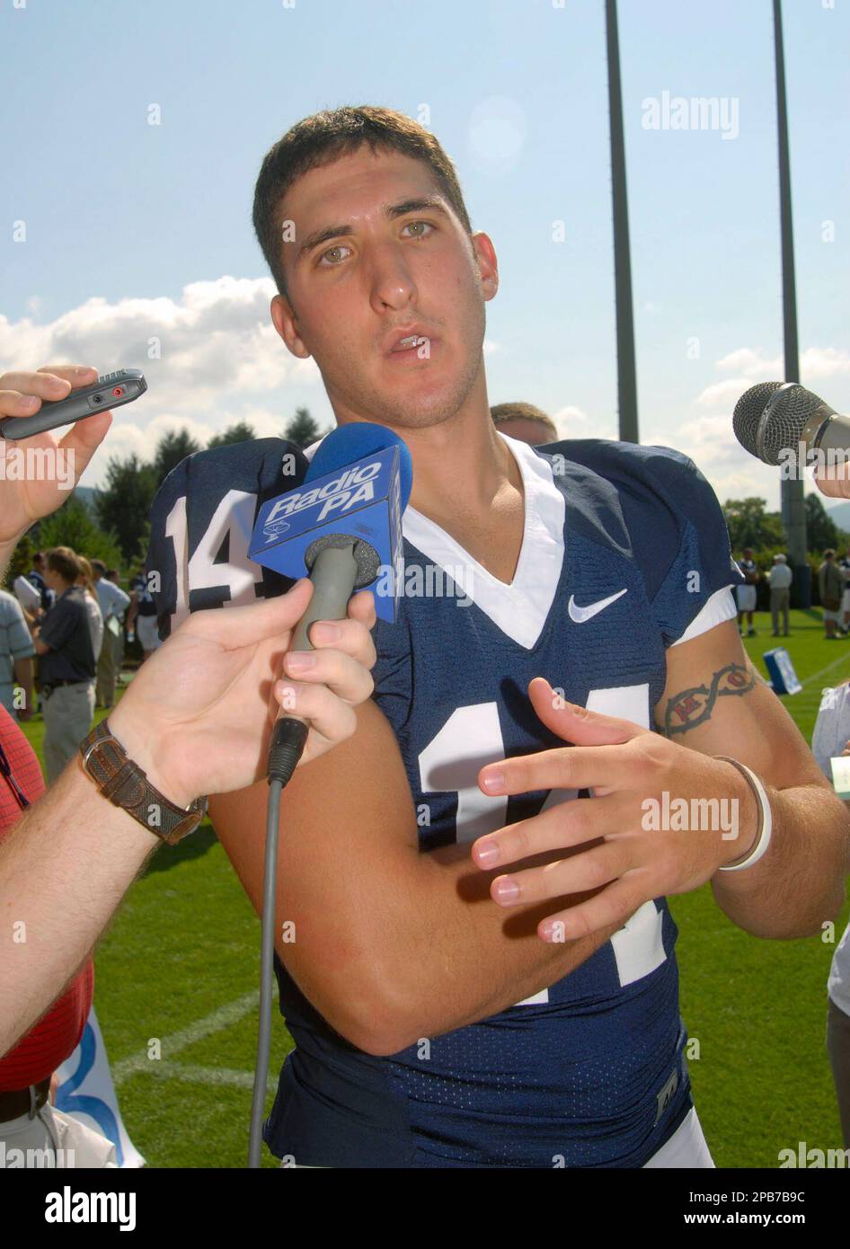 Penn State's Anthony Morelli answers questions during media day in ...