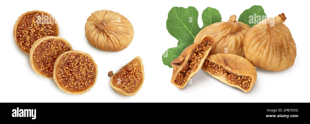 dried fig isolated on white background with full depth of field. Top ...
