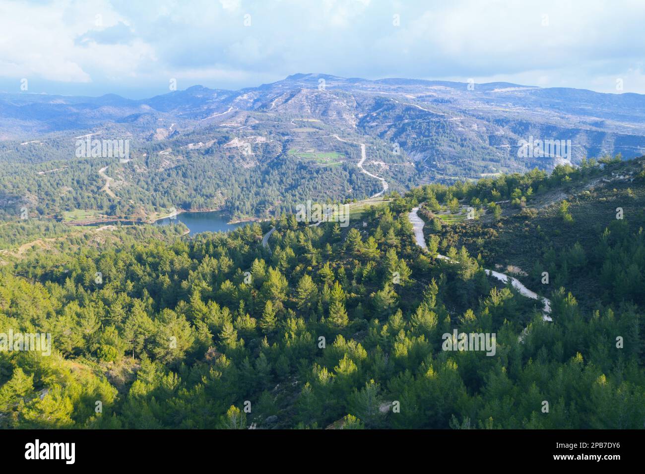 Water storage in Cyprus, Arminou dam in Paphos forest Stock Photo - Alamy