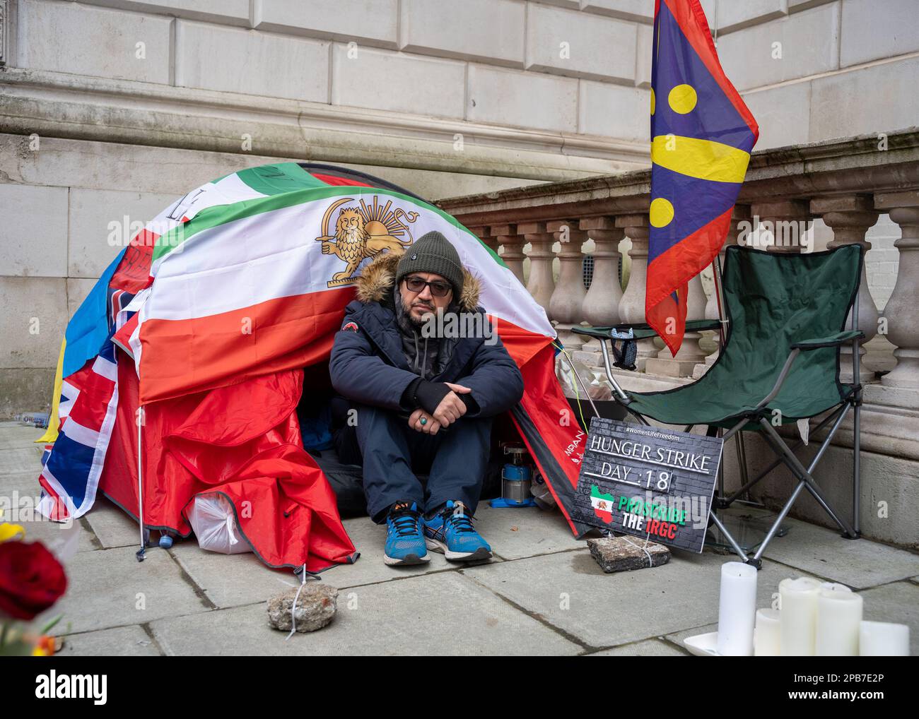 London/UK 12 MAR 2023. Vahid Beheshti is on his 18th day hunger strike ...