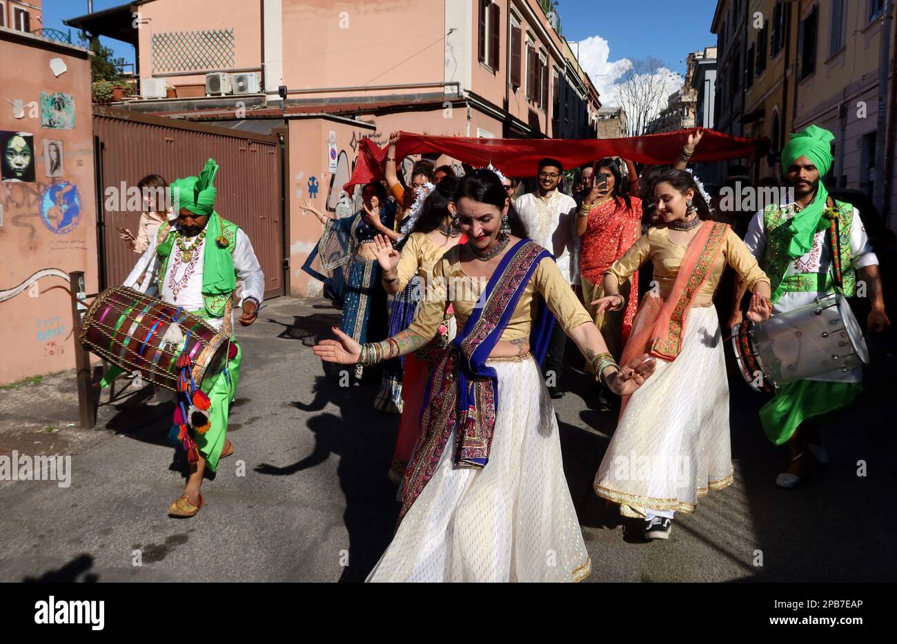 Rome, Italy. 12th Mar, 2023. An Indian traditional marriage re-created ...