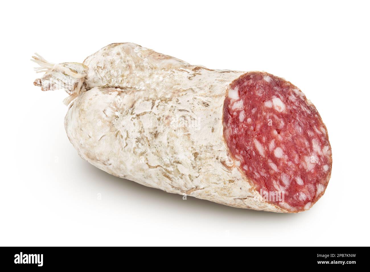 Cured salami sausage isolated on white background. Italian cuisine with ...