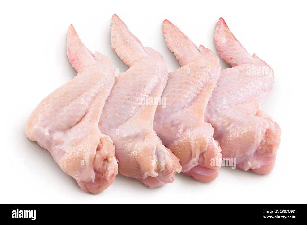 Raw chicken wings isolated on white background with full depth of field ...