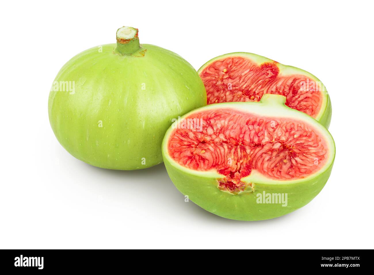Ripe green fig fruit isolated on white background with full depth of ...