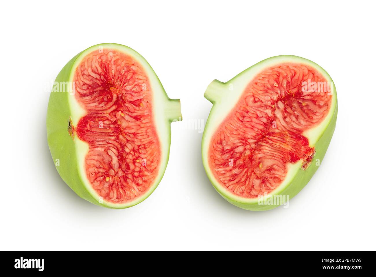 Ripe green fig fruit isolated on white background with full depth of ...