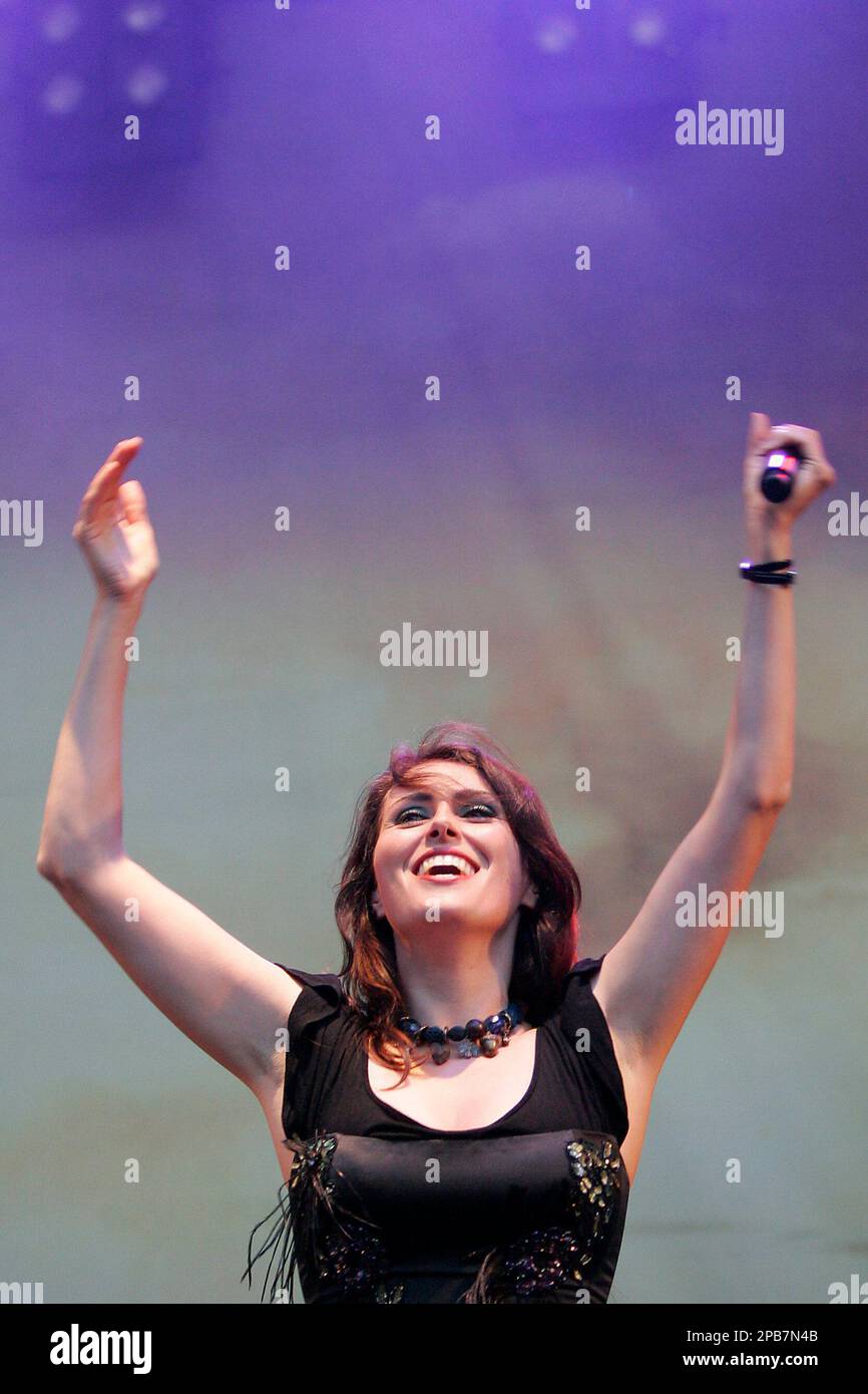 Singer Sharon van den Adel of Dutch group "Within Temptation" performs ...