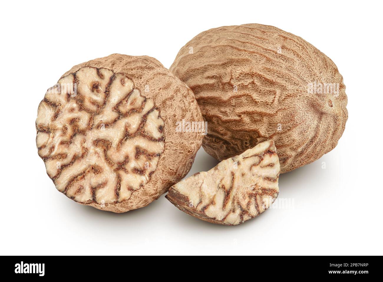 nutmeg isolated on white background with full depth of field Stock ...