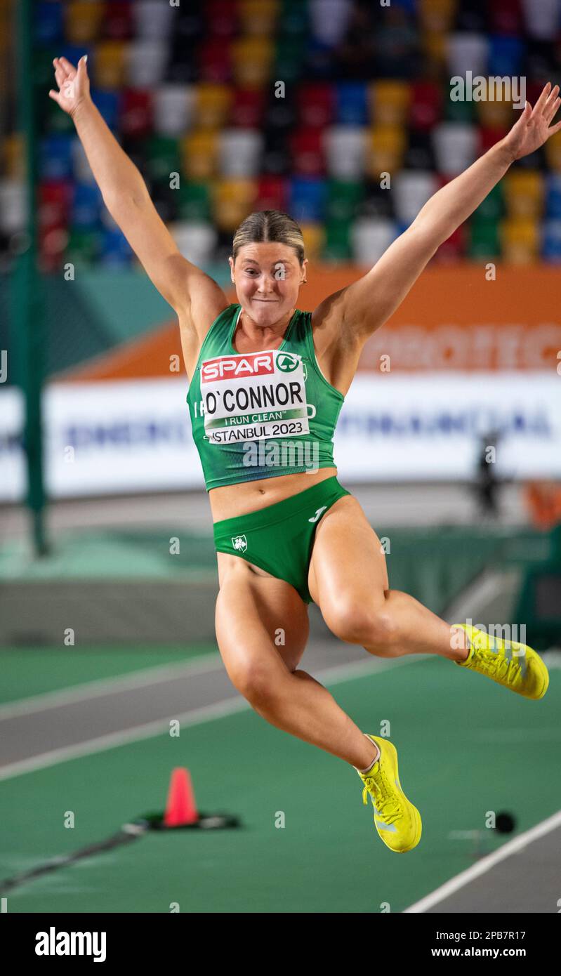 Kate O'Connor of Ireland competing in the women’s long jump pentathlon ...