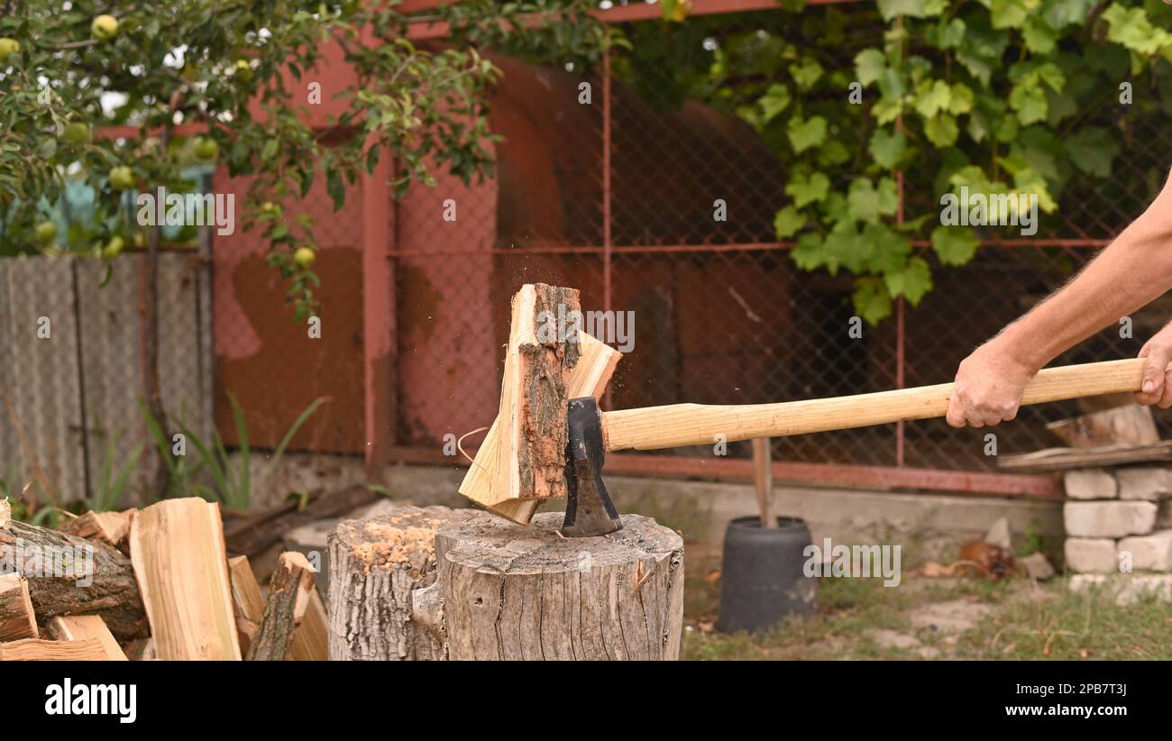 Chopping wood ax close up hi-res stock photography and images - Alamy
