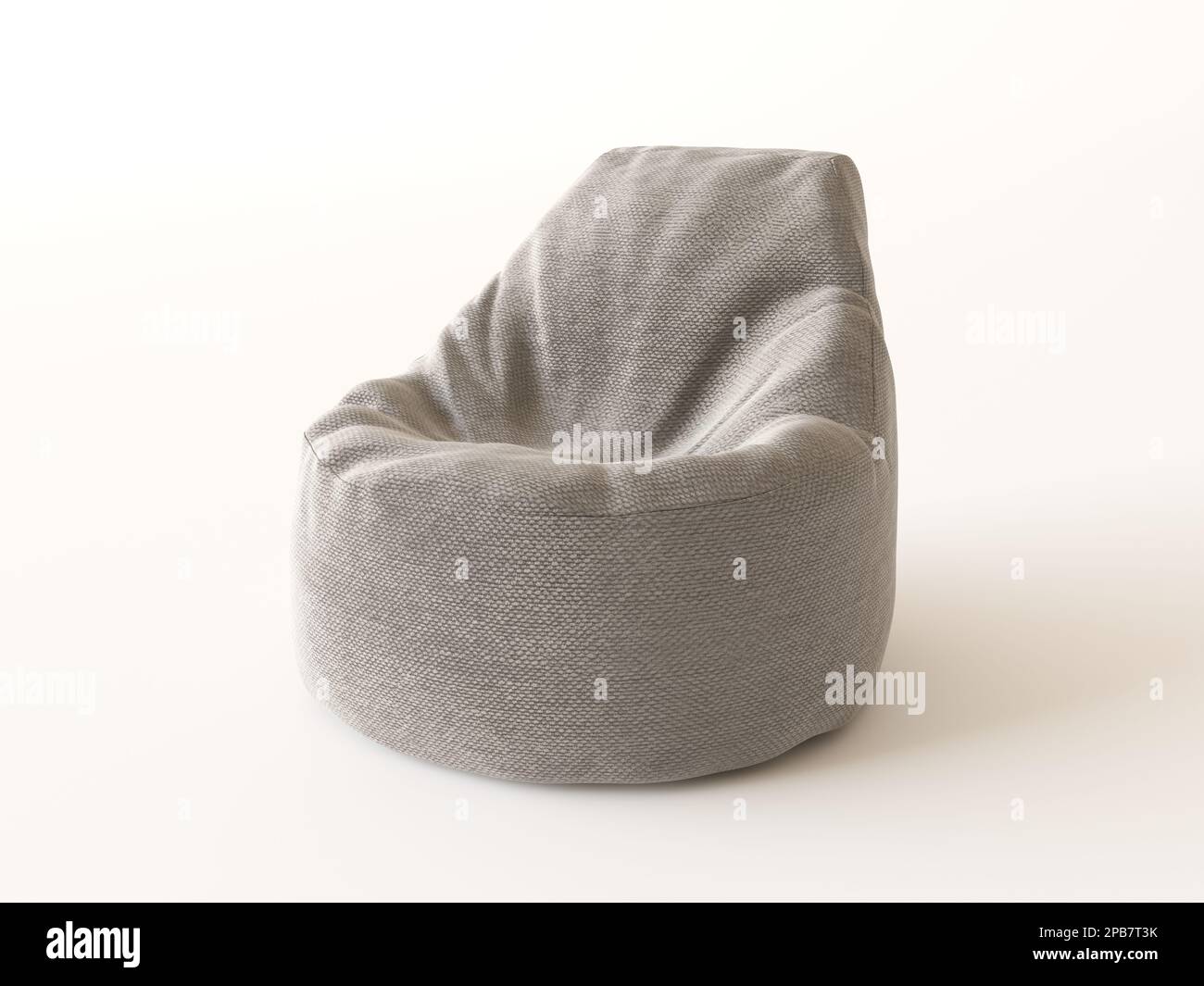 Grey bean bag isolated on white background with nobody. Flexible and ...