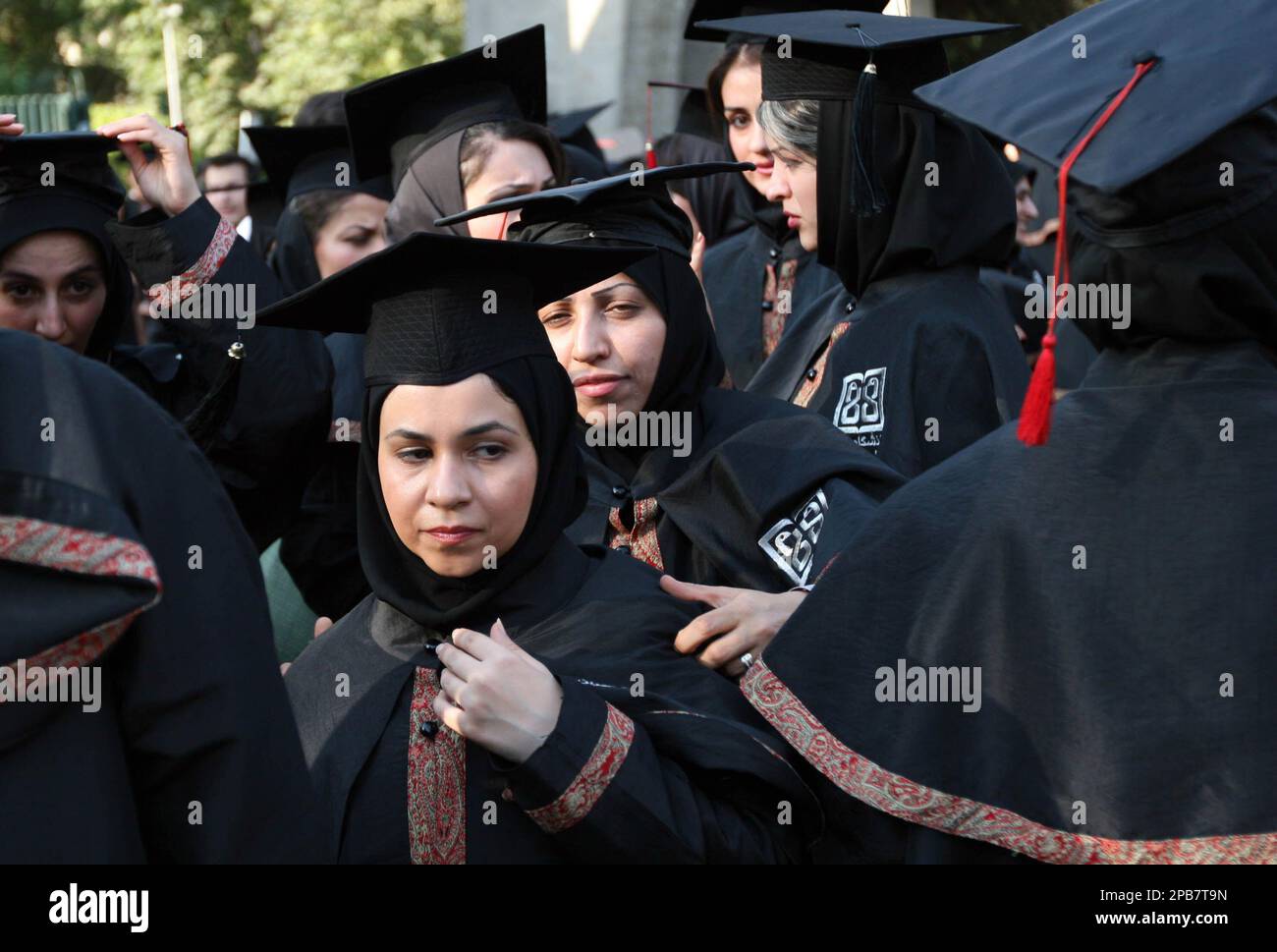 Iranian medical students attend their graduation ceremony in front of ...