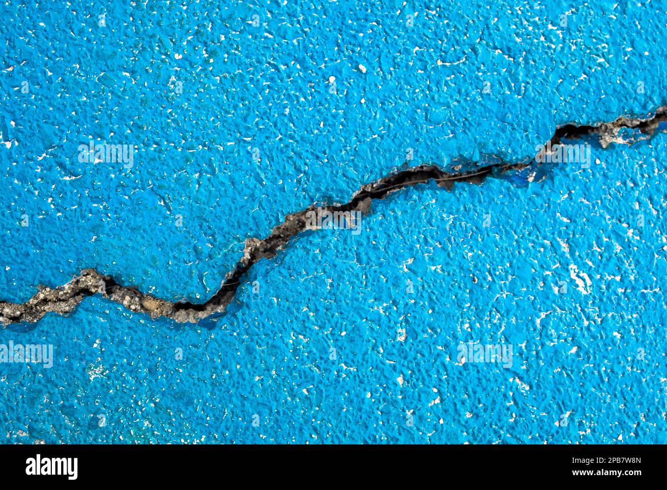 Crack on the blue concrete surface. Brake, broken concept Stock Photo ...
