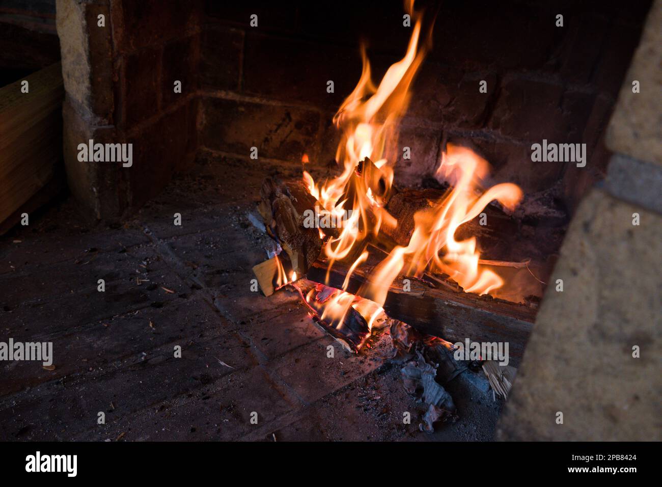 Burning fire at a cafe, Karpacz, Karkonosze Mountains (Giant Mountains ...