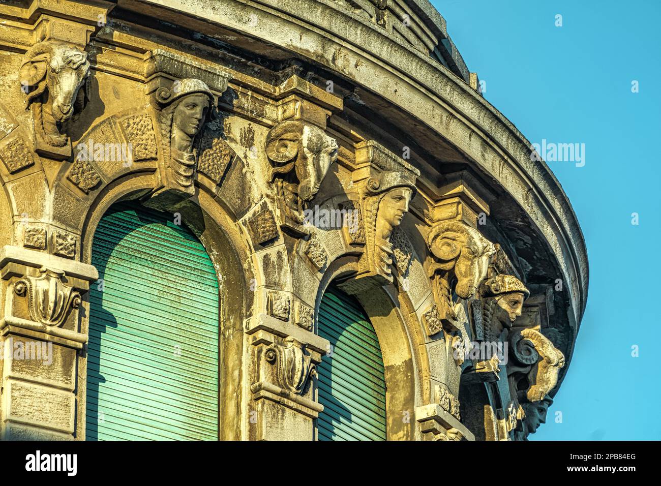 Liberty style architectural details, typical of the city rebuilt after ...
