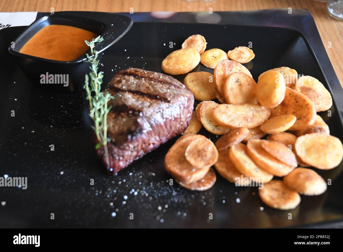Malmo/Sweden/12 March 2023/Lunch food beef steak paoatoes and danish ...