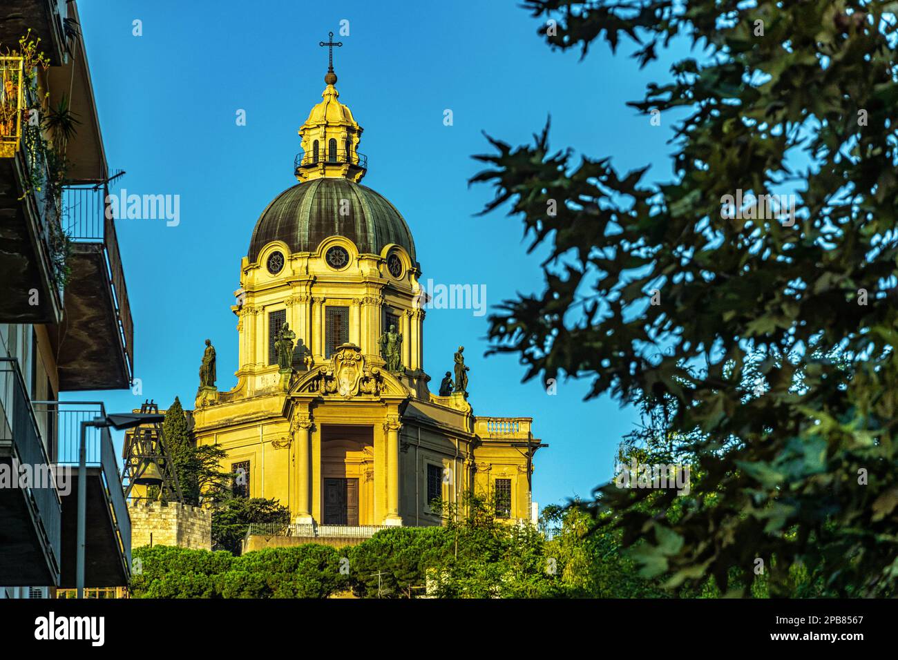 Glimpse of the Temple of Christ the King on the heights overlooking the ...