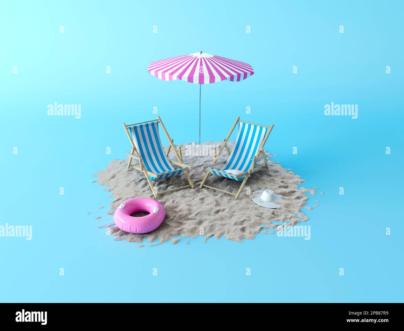 Summer vacation concept, Banner of beach chairs and accessories on the ...