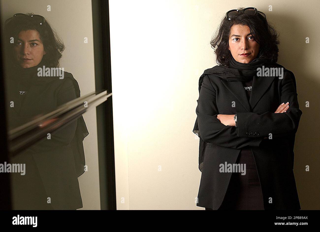 Iranian author Marjane Satrapi poses in her hotel room in New York, May ...