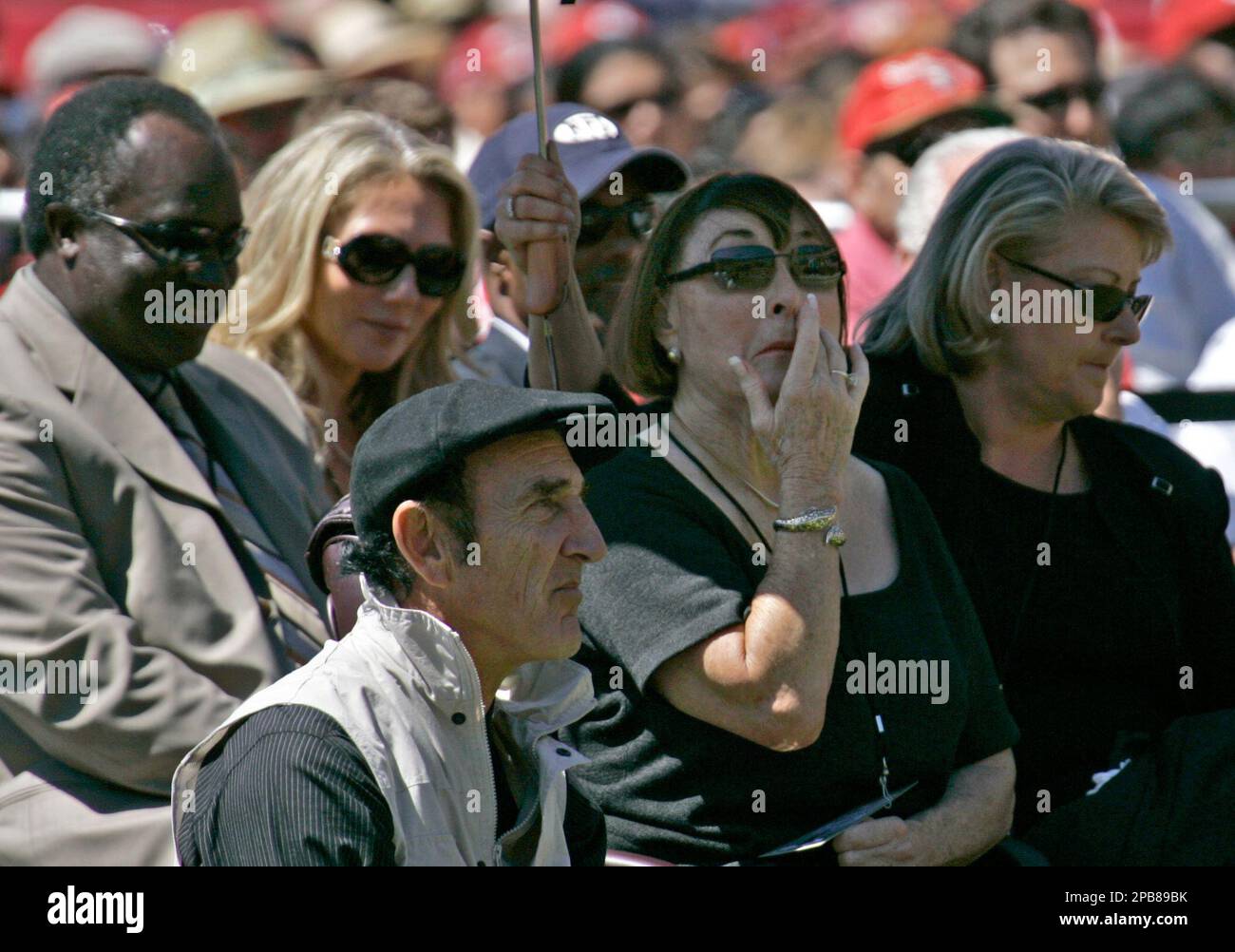 Geri Walsh, the widow of San Francisco 49ers coach Bill Walsh, wipes ...