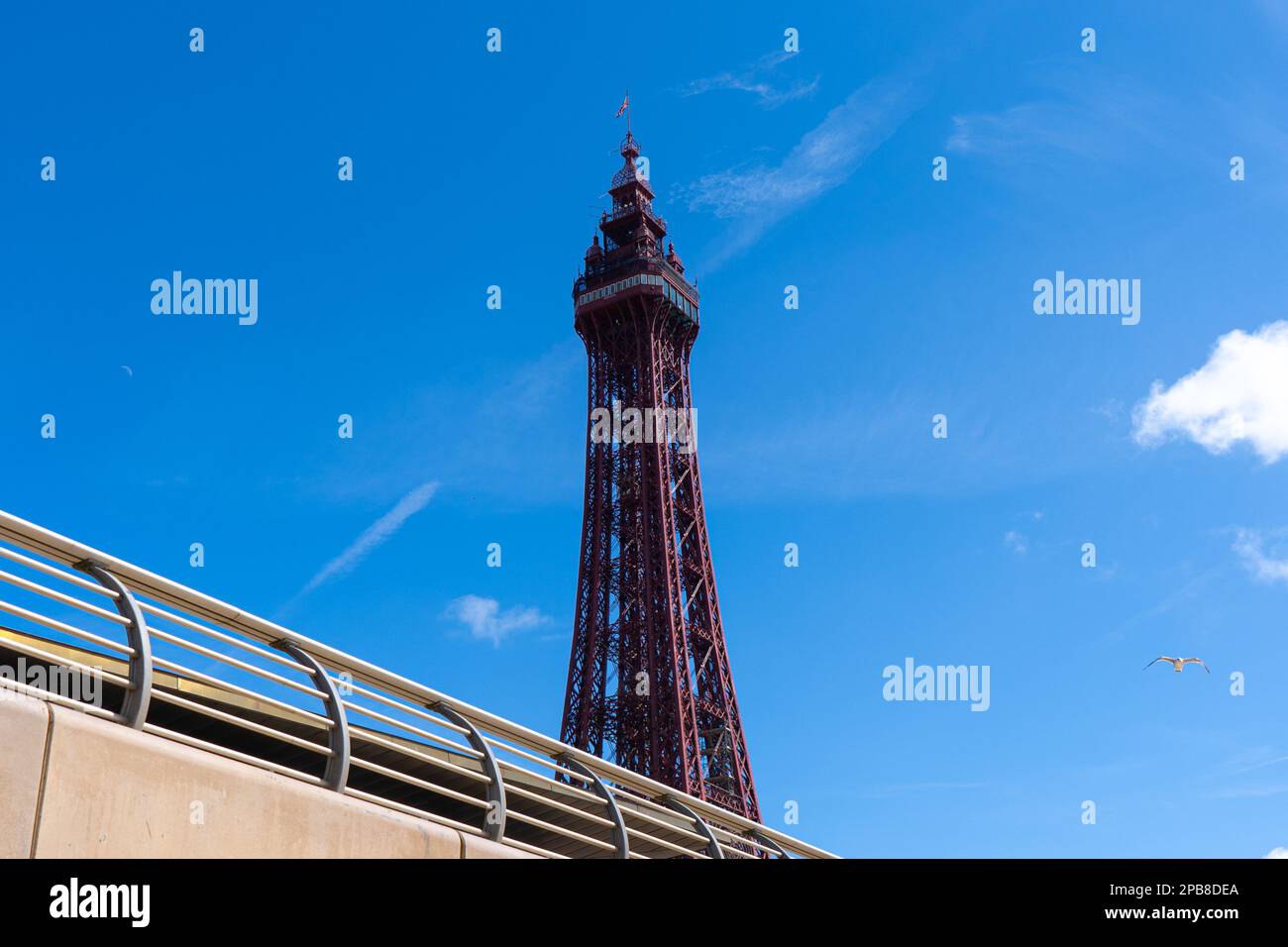 pier and city view. iron tower in blackpool Stock Photo - Alamy