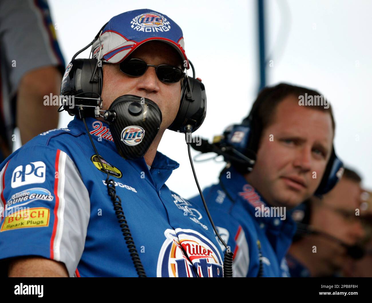 NASCAR driver Kurt Busch's crew chief Pat Tryson, left, works with crew ...