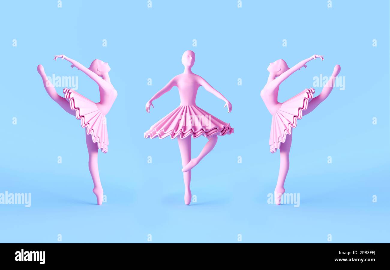 Plaster figures of dancing ballerinas in ballet tutus. Creative banner ...