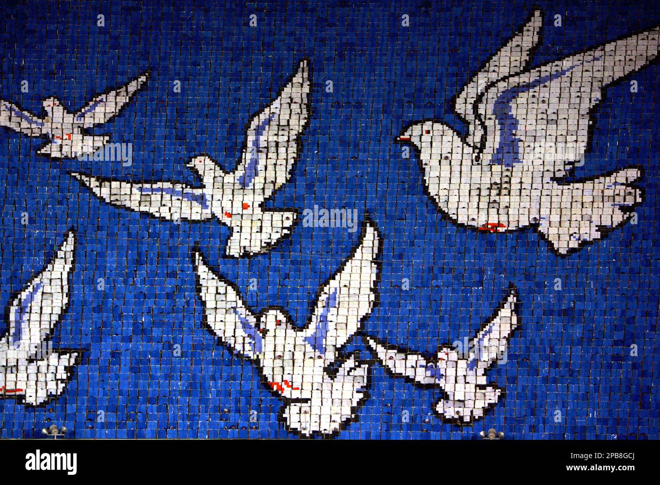 North Korean students create the shape flying doves during the Arirang ...