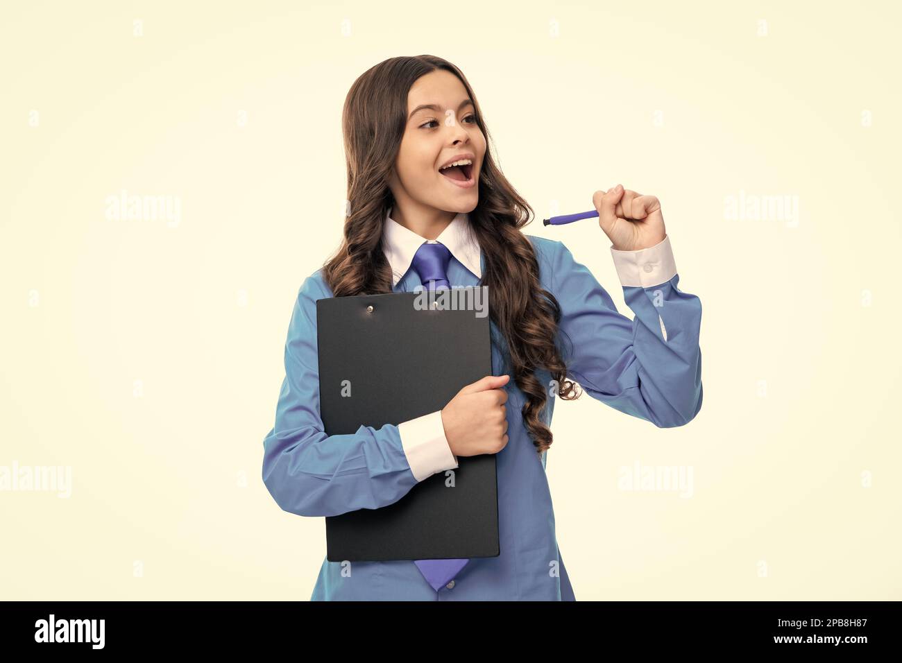 Isolated portrait of beautiful teen school college student holding ...