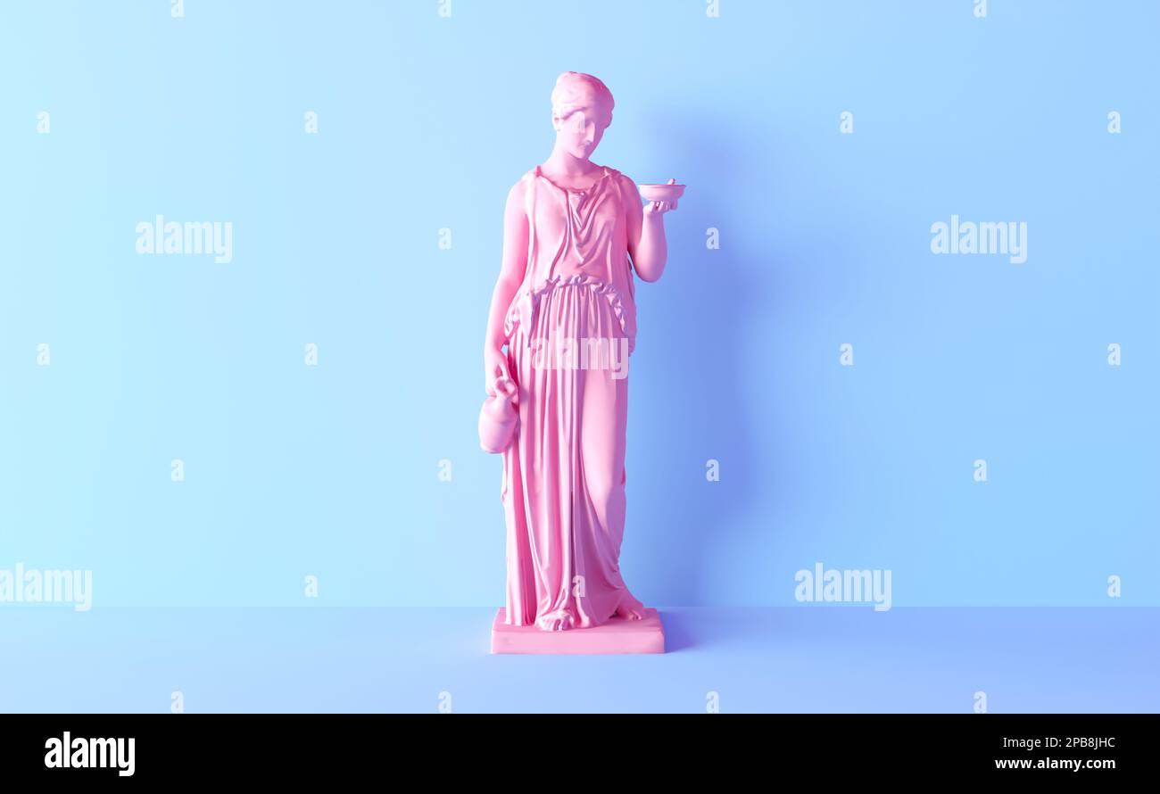Pink statue of Lady Youth and Beauty. The personification of ...