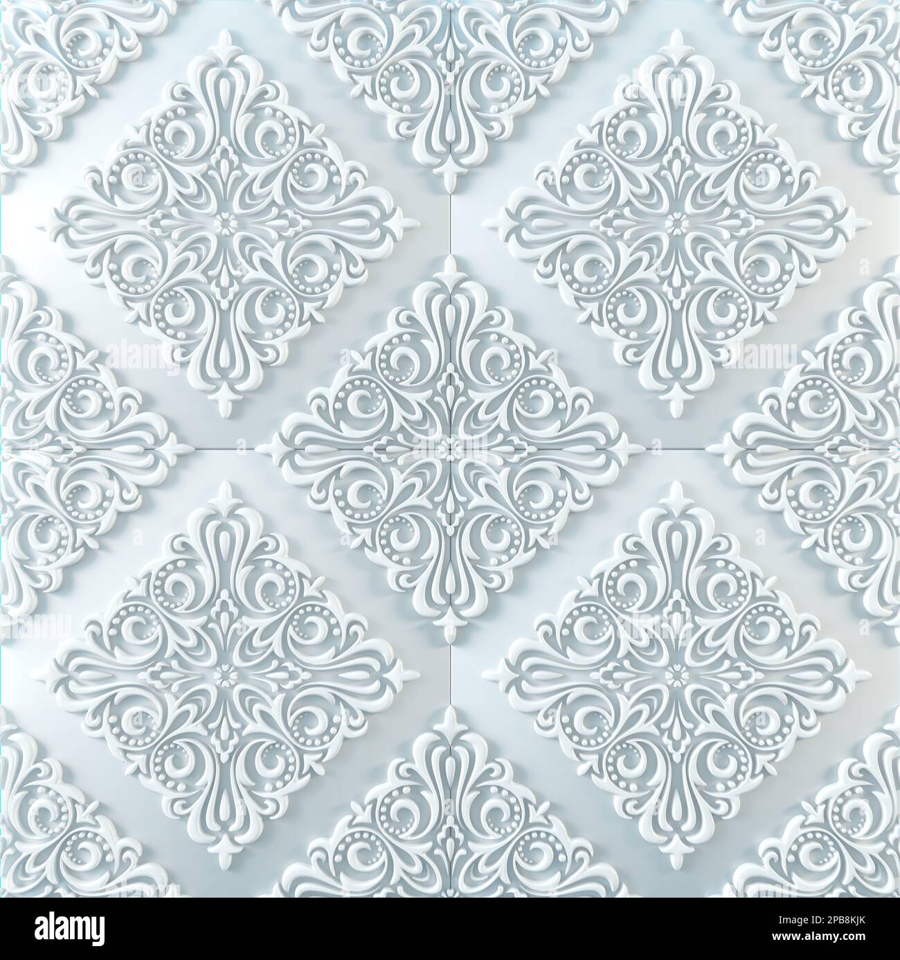 Seamless oriental light blue and white ornament in the style of baroque ...