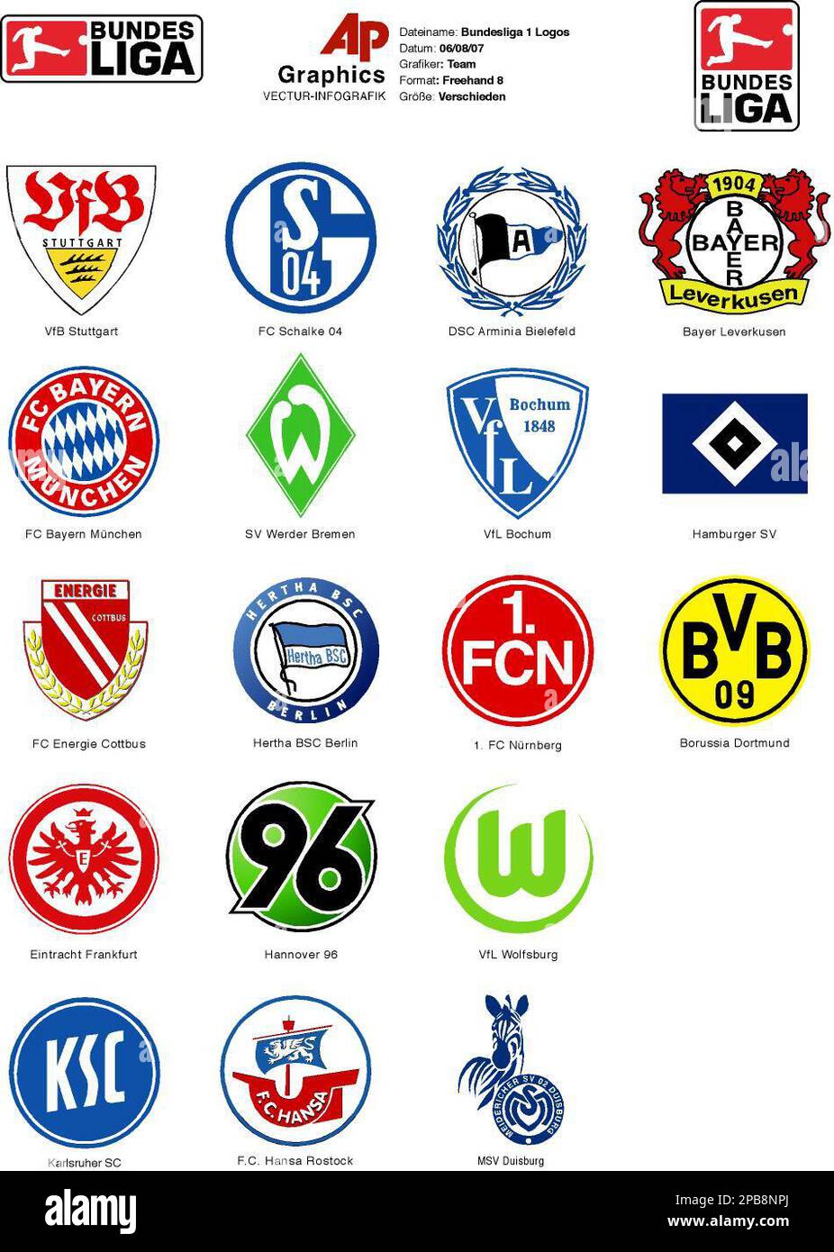 GRA106 GRAFIK BUNDESLIGA 1 LOGOS - Zeichnungen der aktuellen ...