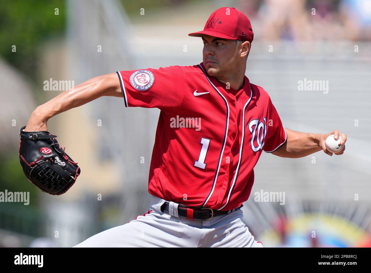 Washington Nationals starting pitcher MacKenzie Gore (1) throws during ...