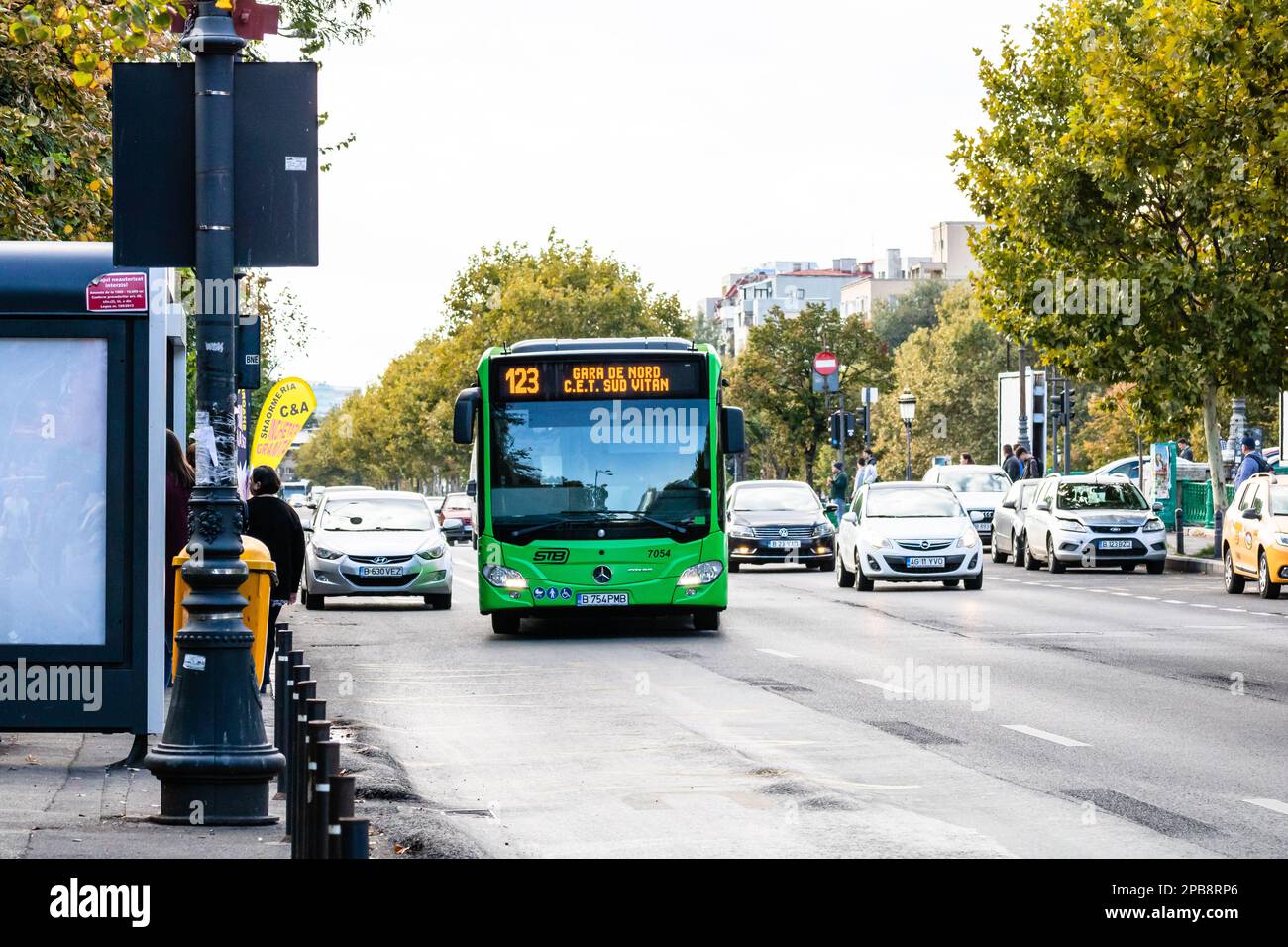 Bus in traffic. STB public transport Bucharest, Romania, 2022 Stock ...