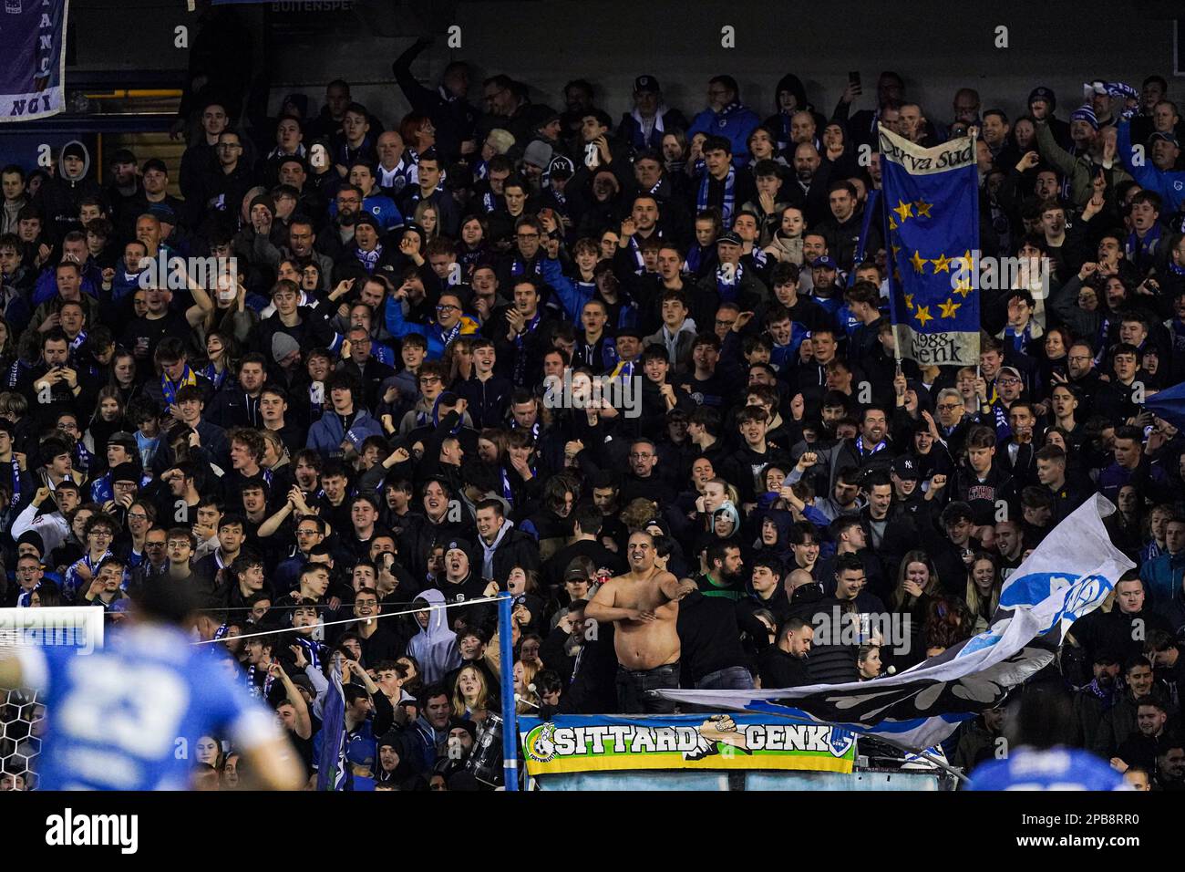 GENK, BELGIUM - MARCH 12: fans of KRC Genk during the Belgian Pro ...
