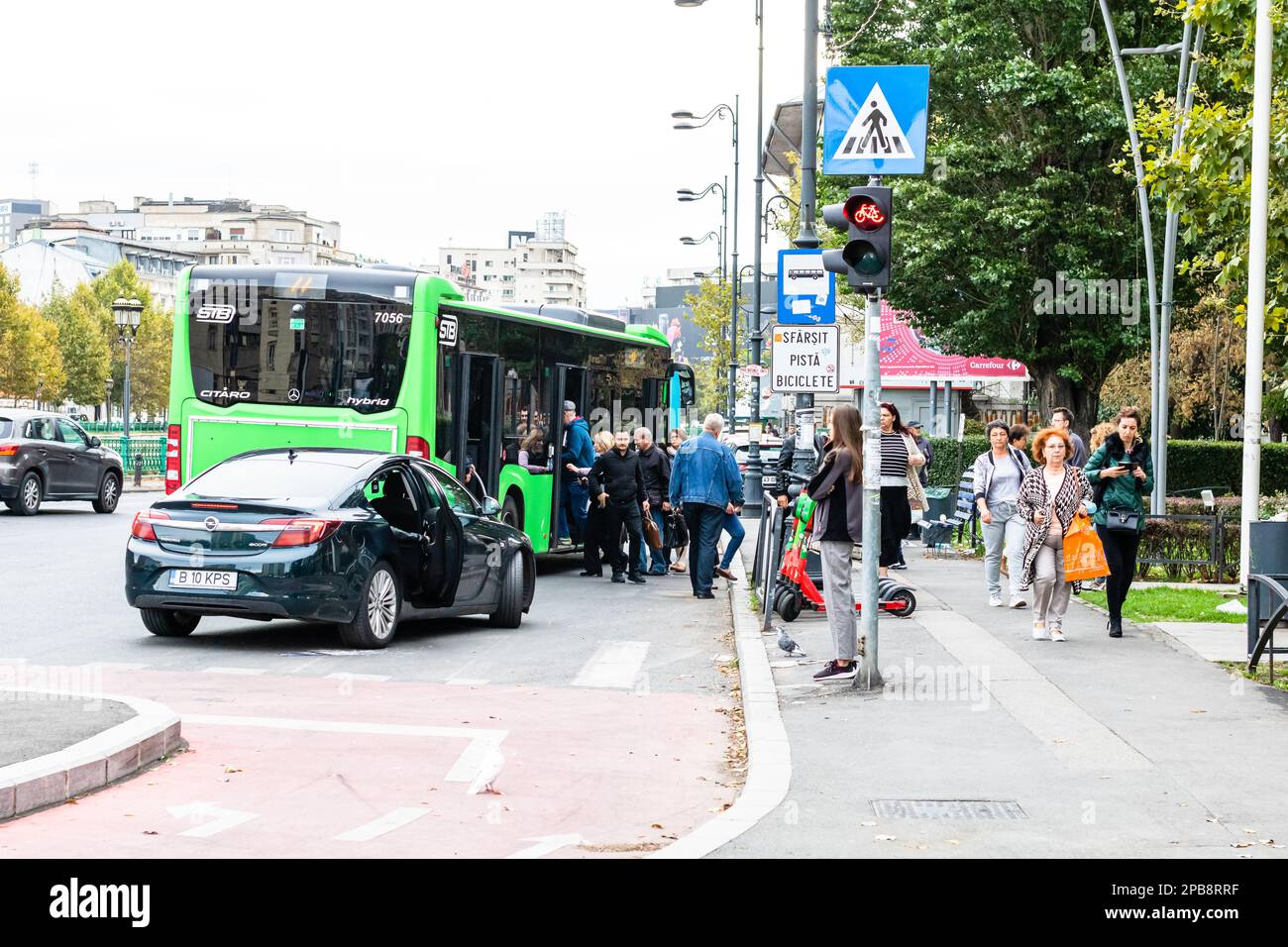 Bus in traffic. STB public transport Bucharest, Romania, 2022 Stock ...