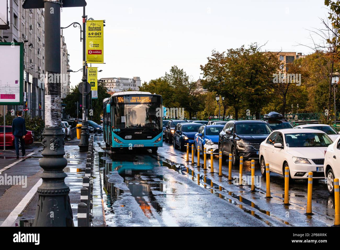 Bus in traffic. STB public transport Bucharest, Romania, 2022 Stock ...