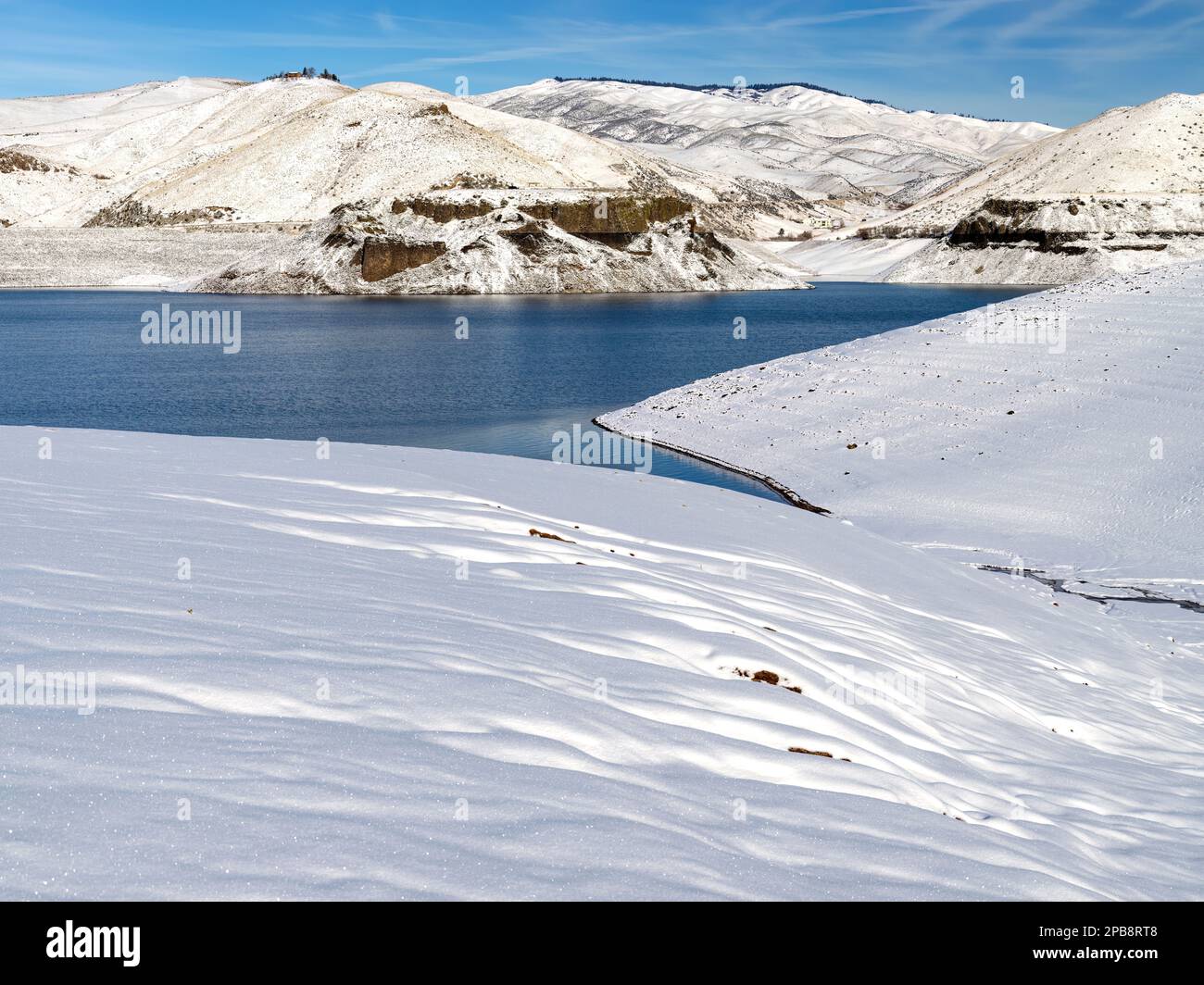 Low water in winter of a local reservoir near Boise Idaho Stock Photo ...