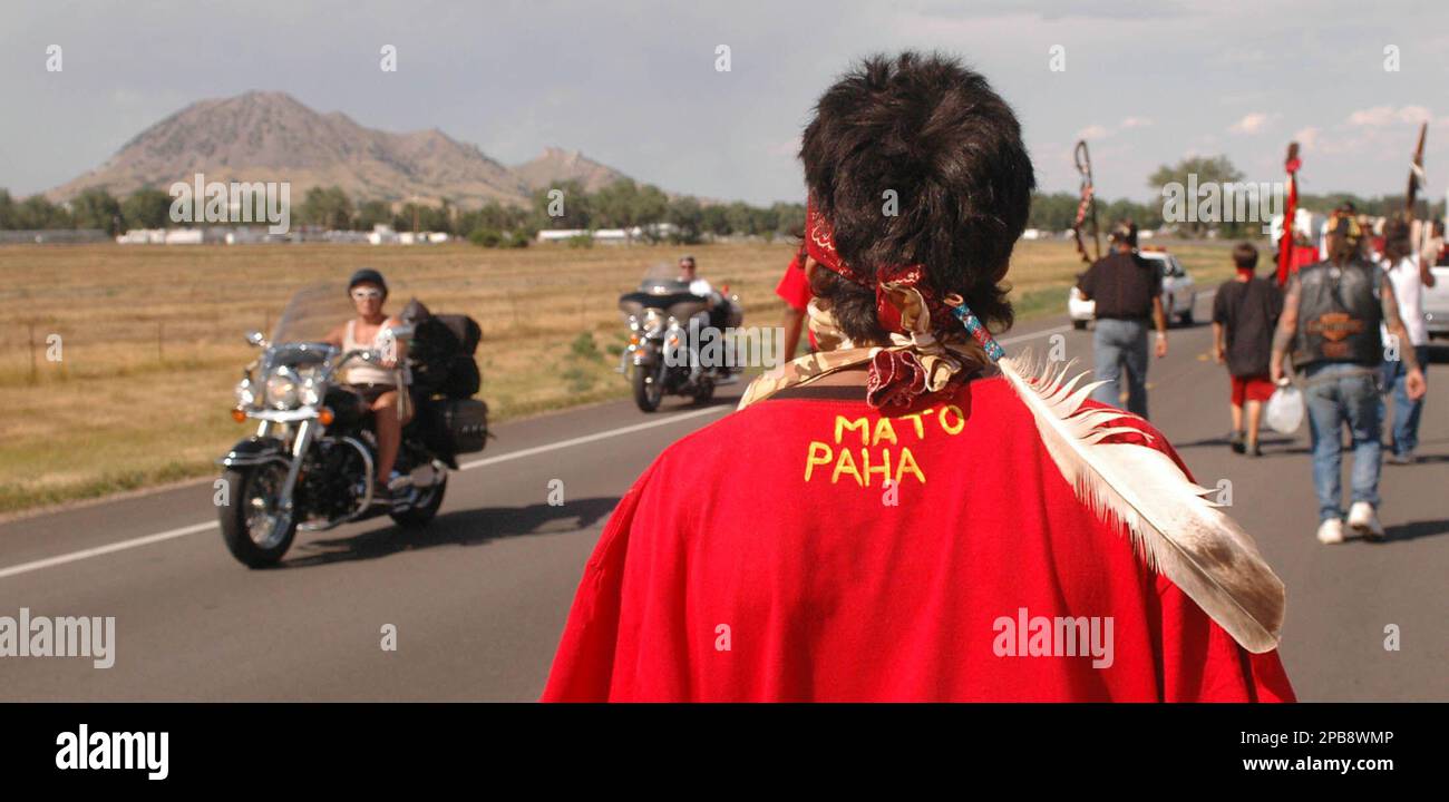 ** FILE ** Cante Ohitika Martin, of Kiza Park, S.D., displays the ...