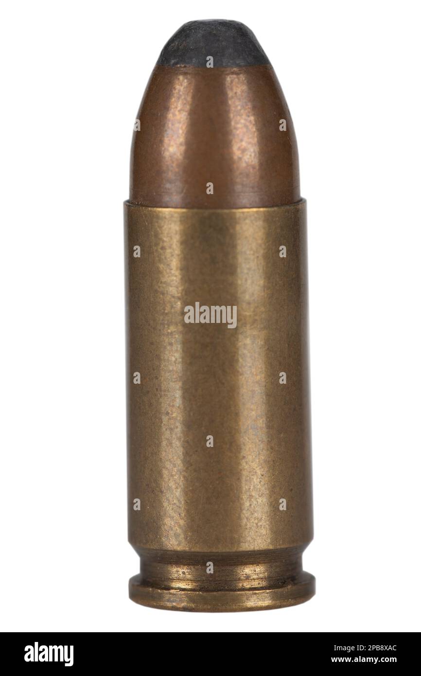 9mm caliber round isolated on white background Stock Photo - Alamy