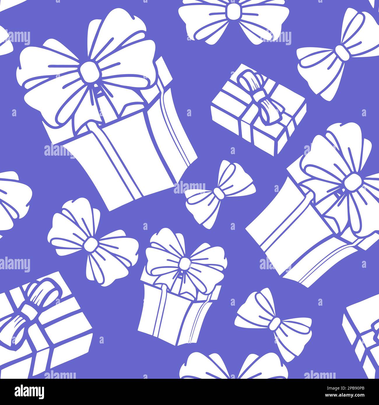 seamless asymmetric pattern of white gift boxes on a blue background ...
