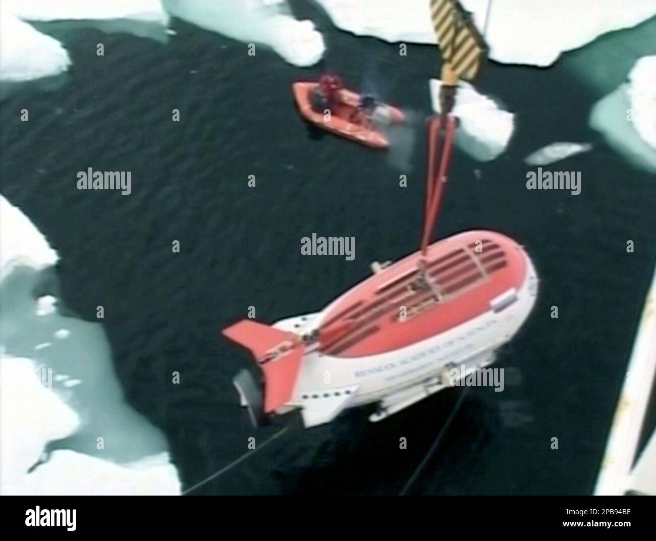 In this image made from an RTR television broadcast, a Russian ...