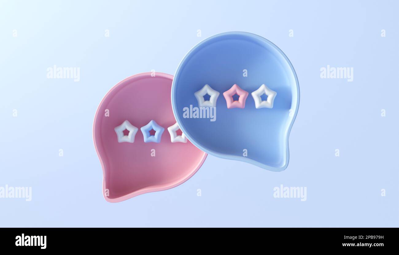 Two bubble talk or comment sign symbol on blue background. Social ...