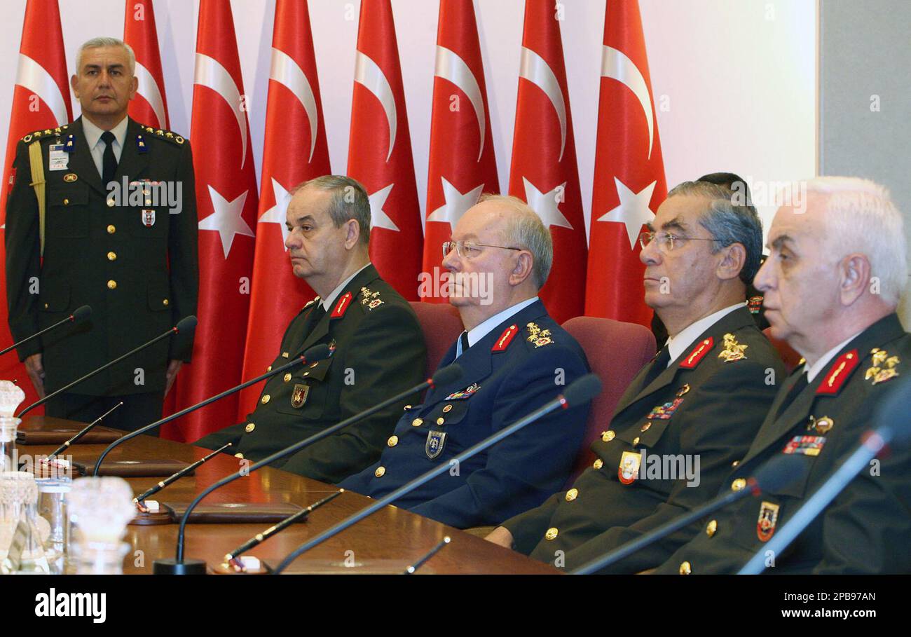 Some of top Turkish military commanders, from right, Gen. Isil Kosaner ...