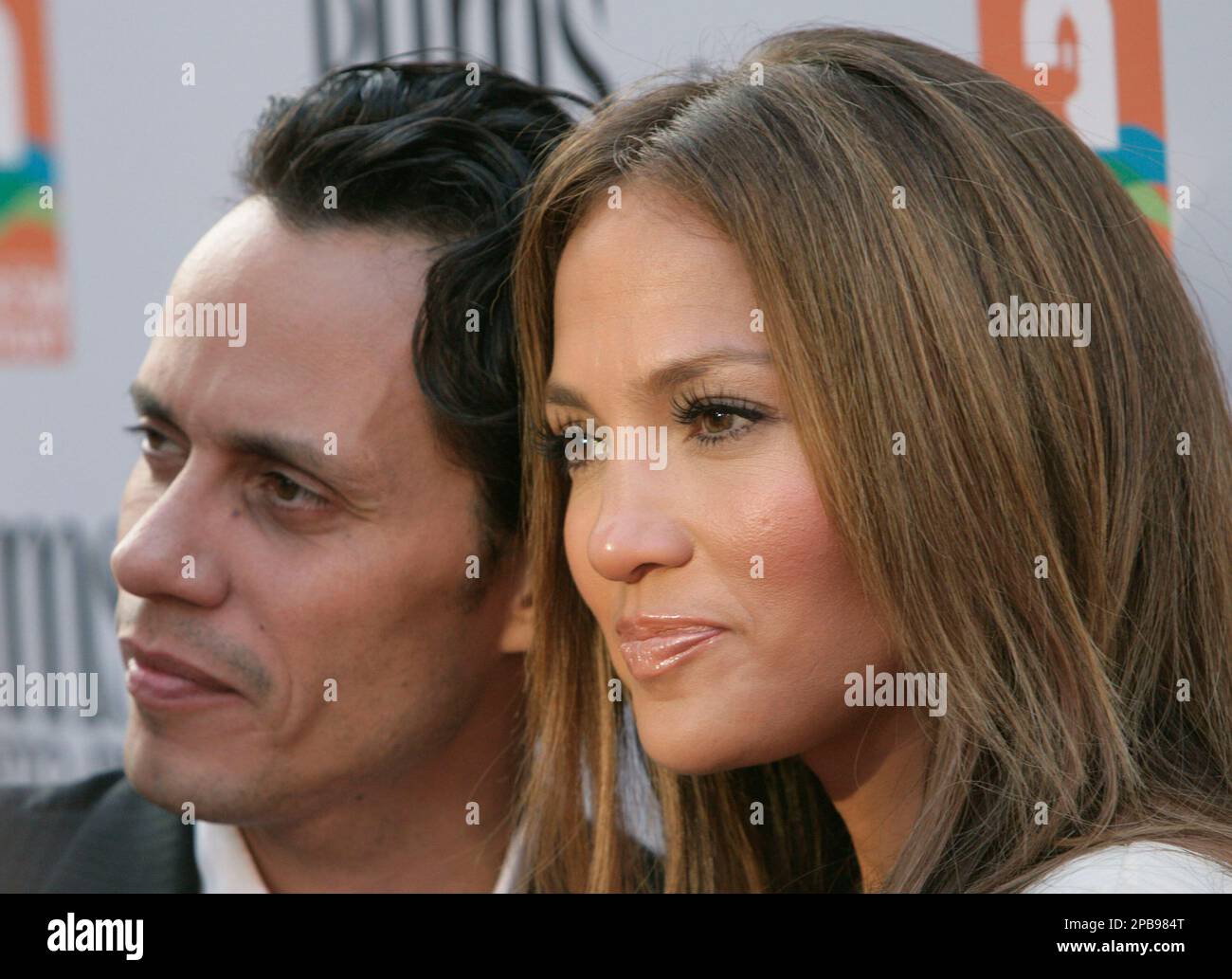 Marc Anthony, left, and Jennifer Lopez arrive at the premiere of "El ...