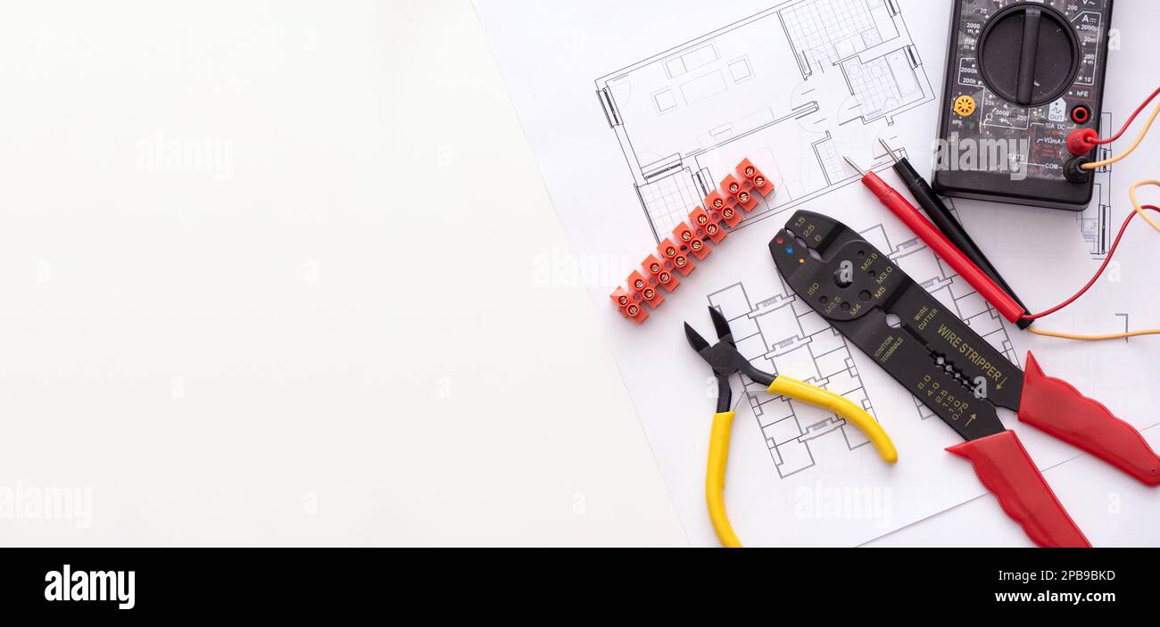 Repair tools on white background with copy space, top view Stock Photo ...