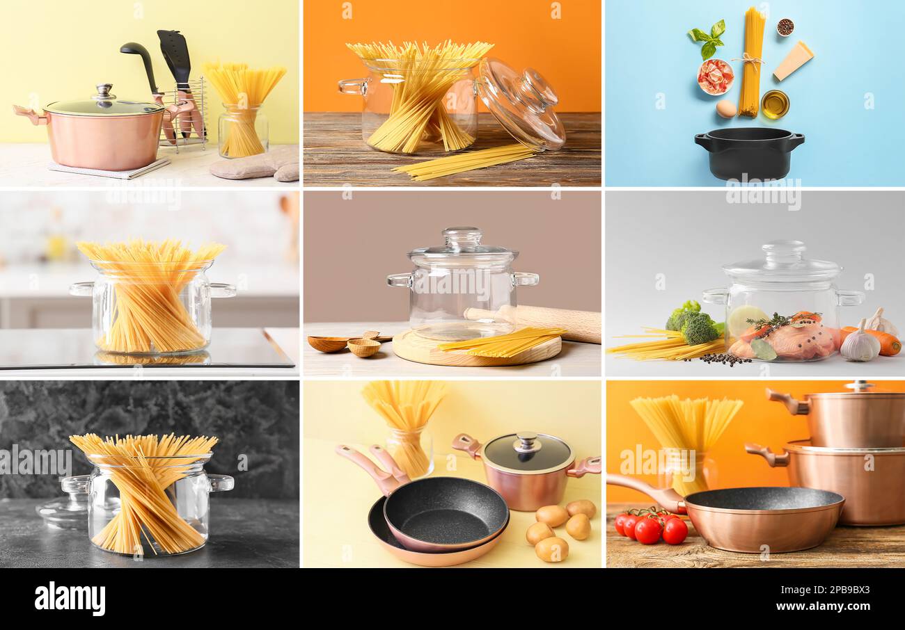 Collage kitchen utensils ingredients hi-res stock photography and ...