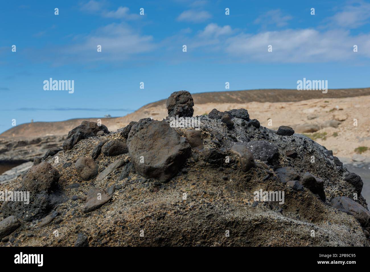 Geological structures on the coast of the volcanic island of ...