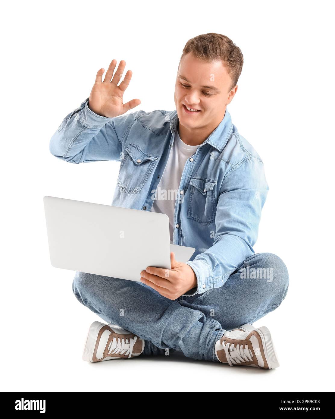 Man chatting on video Cut Out Stock Images & Pictures - Alamy